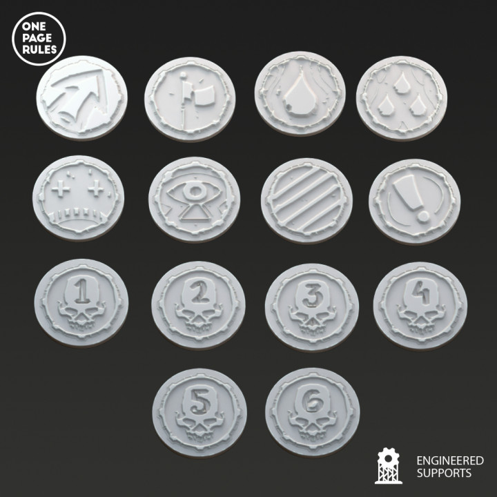 3D Printable OPR Play Tokens & Ruler by One Page Rules