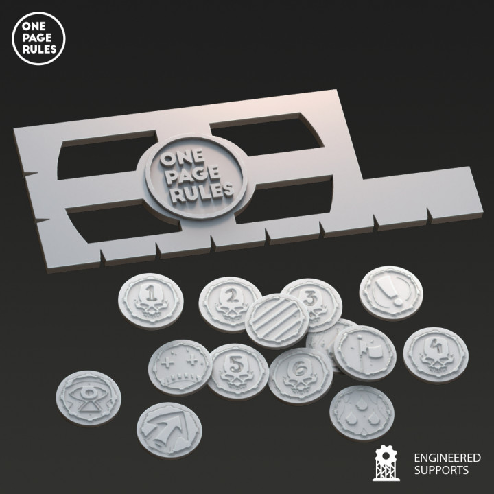 3D Printable OPR Play Tokens & Ruler by One Page Rules