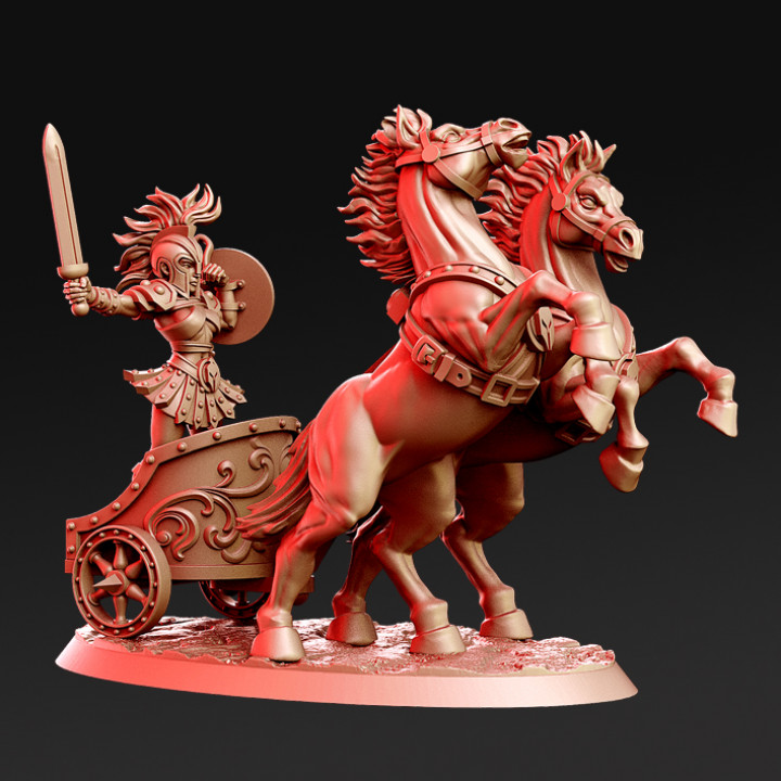 3D Printable Hoplika - Female Gladiator with biga - 32mm - DnD by RN ...