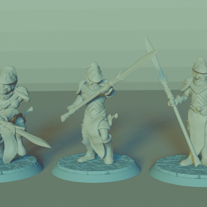 3D Printable Elven Spearmen Set, 3 Miniatures, Dungeons&Dragons !FREE ...