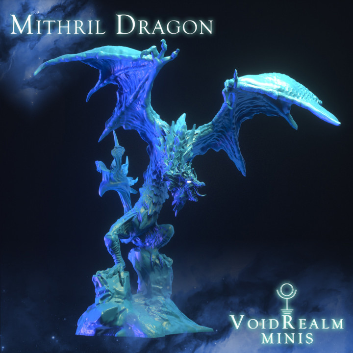 3D Printable Mithril Dragon by VoidRealm Minis