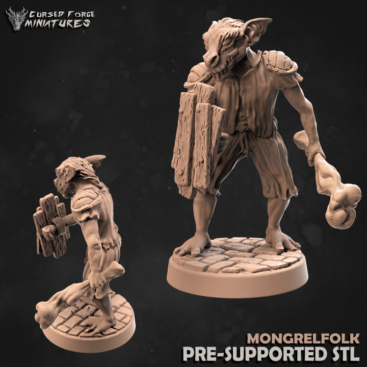 3D Printable Mongrelfolk assaulter (supported) by Cursed Forge Miniatures