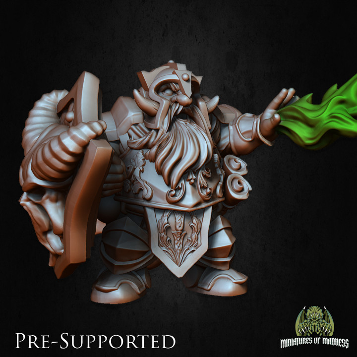 3D Printable Ordain The Insane [PRE-SUPPORTED] Dwarf Warlock by Miniatures of Madness