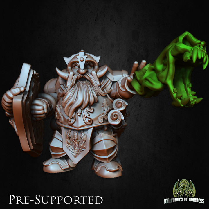 3D Printable Ordain The Insane [PRE-SUPPORTED] Dwarf Warlock by Miniatures of Madness