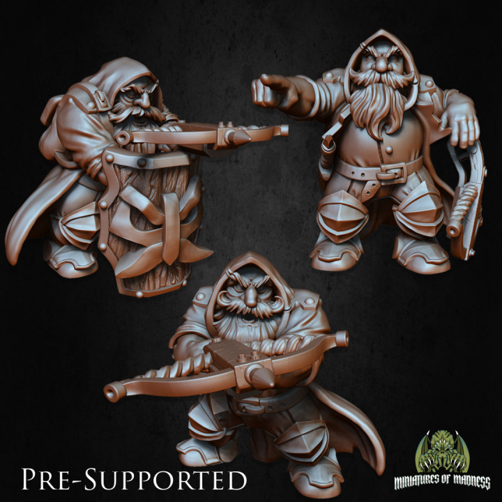 3d Printable Dwarf Crossbowman Set [pre Supported] Soldier Fighter By