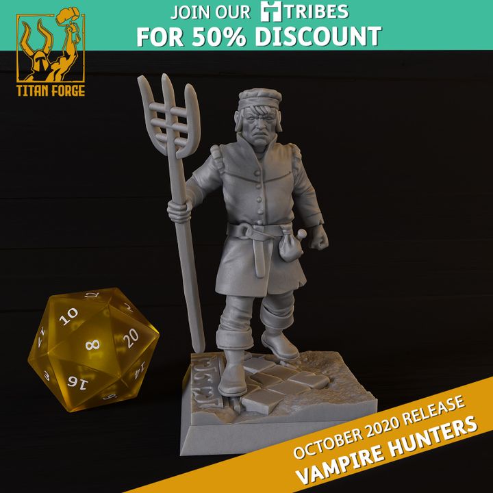 3D Printable Vampire Hunters Angry Mobb by Titan Forge Miniatures