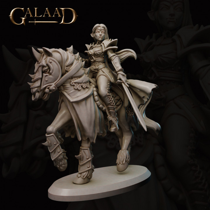 3D Printable Female Vampire Horse Riding by Galaad Miniatures