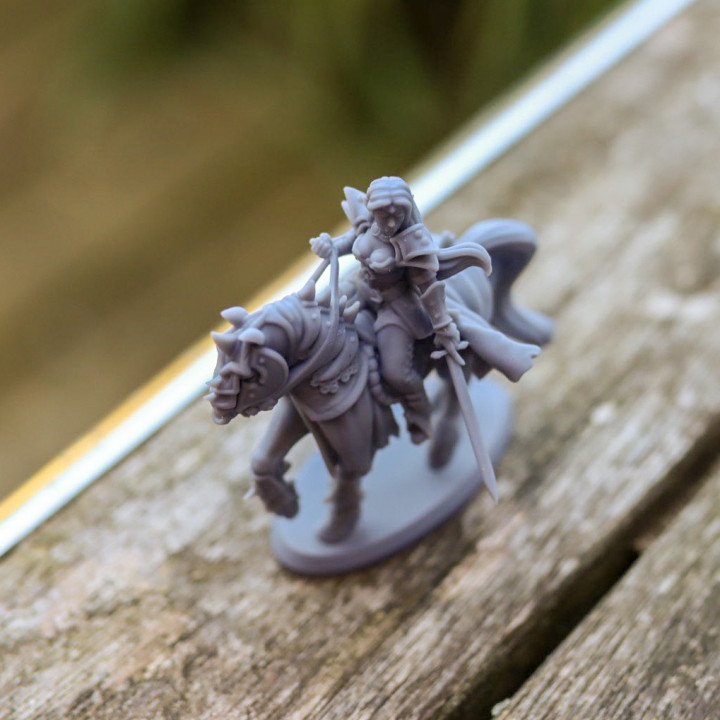 3D Printable Female Vampire Horse Riding by Galaad Miniatures