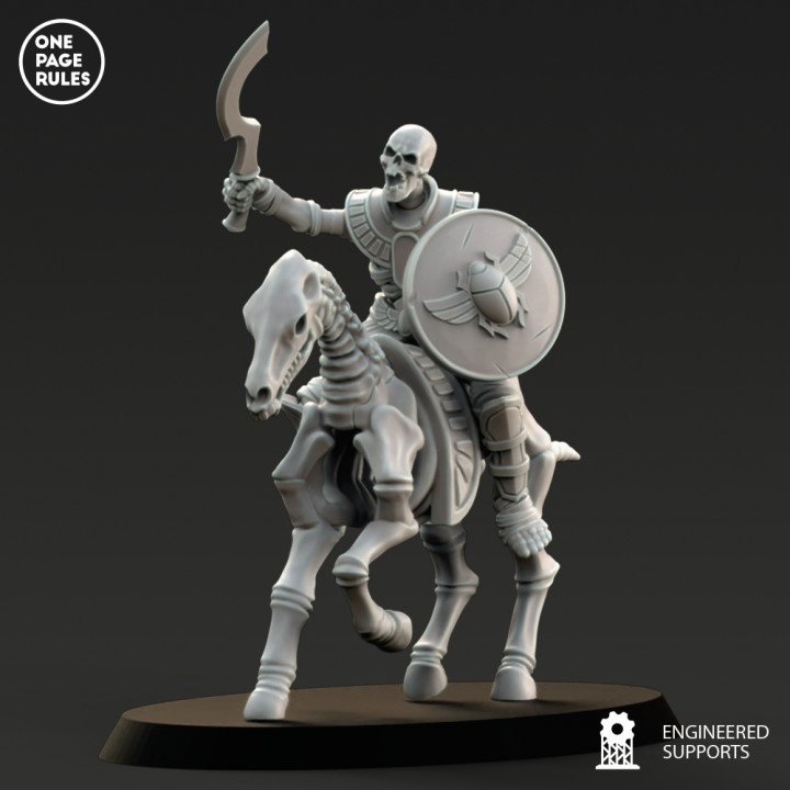 3D Printable Skeleton Horsemen - Mummified Undead by One Page Rules