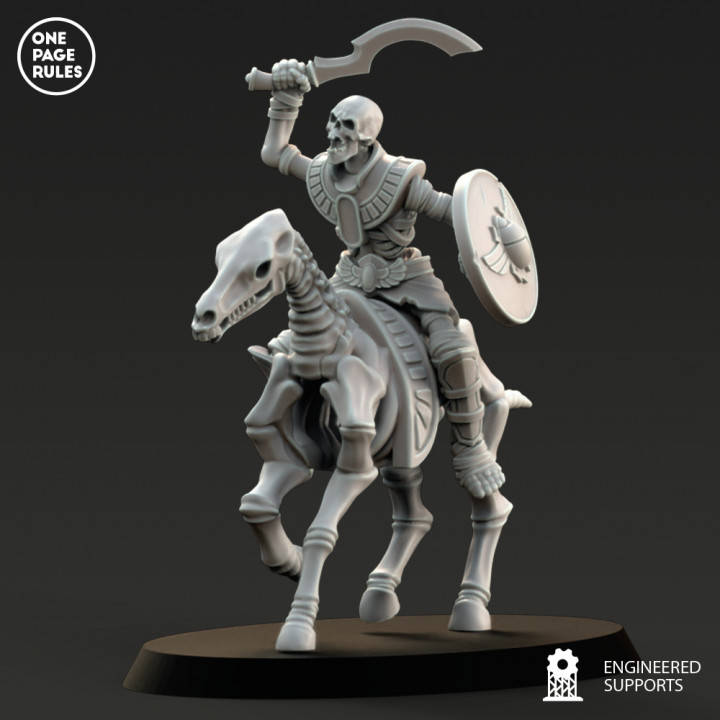 3D Printable Skeleton Horsemen - Mummified Undead by One Page Rules