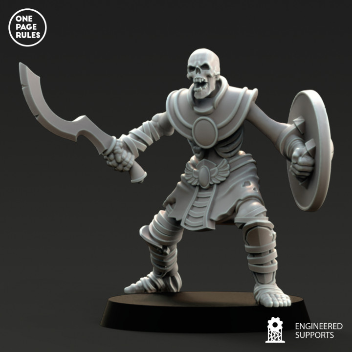 3D Printable Skeleton Warriors - Mummified Undead by One Page Rules