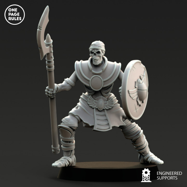 3D Printable Skeleton Warriors - Mummified Undead by One Page Rules