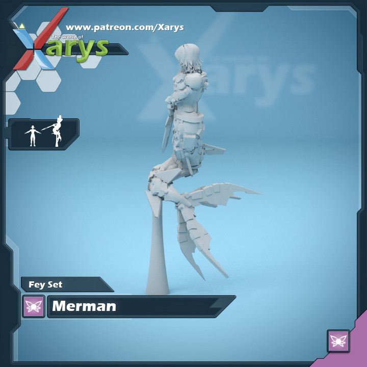 3D Printable Merman by Xarys Games