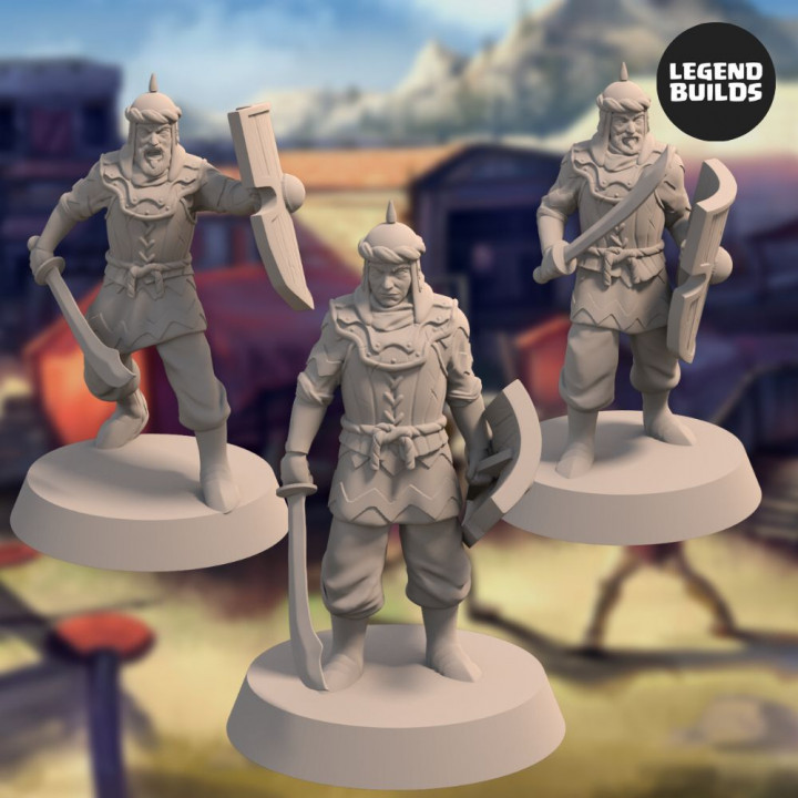 3D Printable Empire of Jagrad Soldiers with Swords and Shields (3 ...