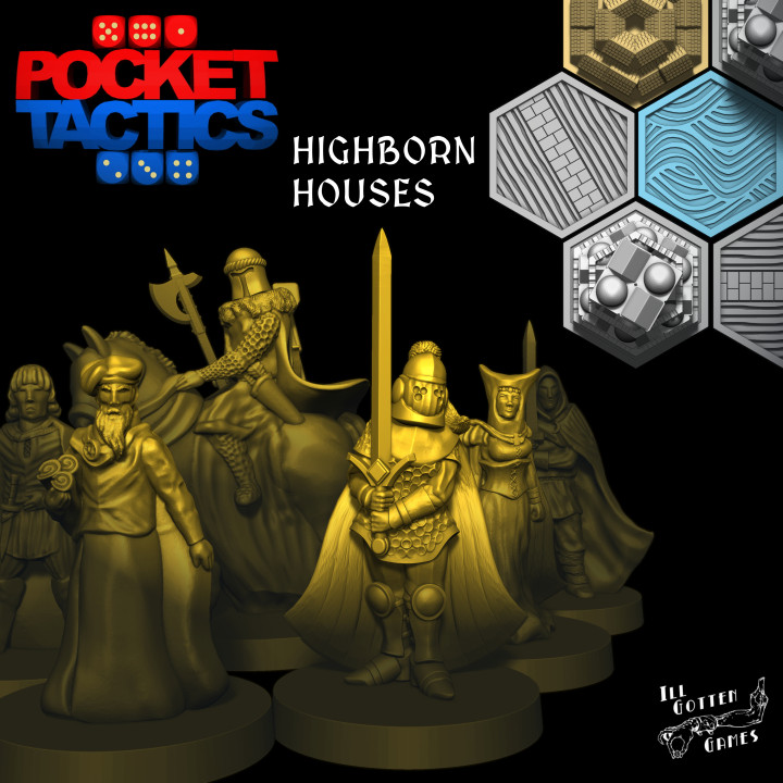 3D Printable Pocket-Tactics: Highborn Houses by Ill Gotten Games