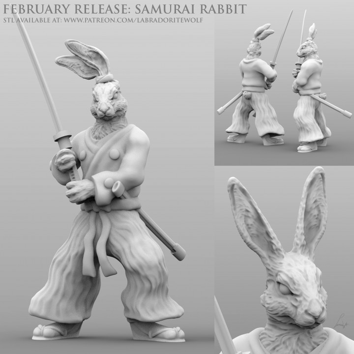 3D Printable Samurai Rabbit by LabradoriteWolf