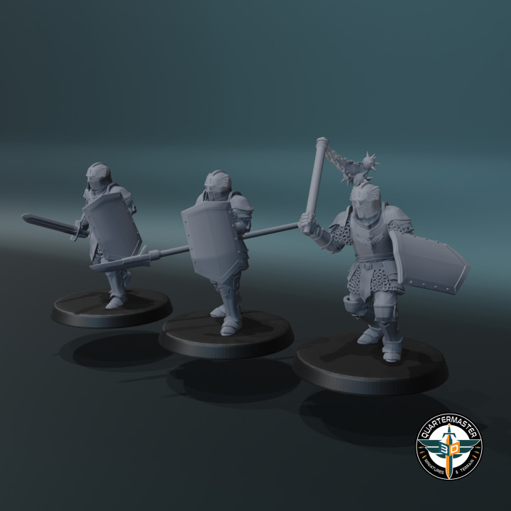 3D Printable Knights with Modular Weapons by Quartermaster3D