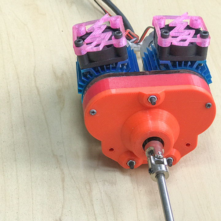 3D Printable RC GearBox Double motor 550 gear metal by TB3D