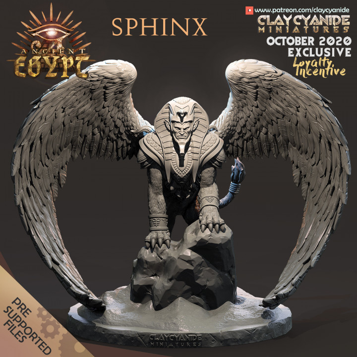 3D Printable Sphinx by Clay Cyanide Miniatures