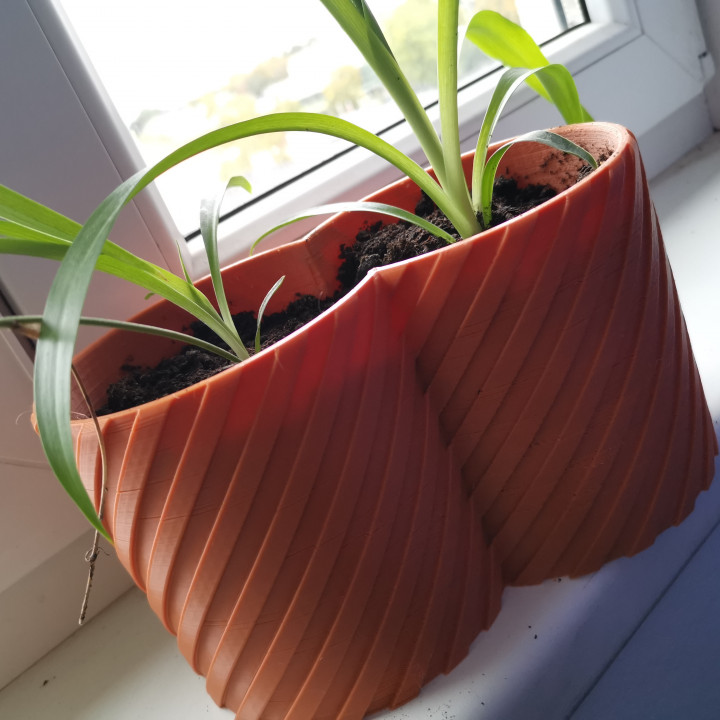 3D Printable Double chamber flower pot by Shmosi