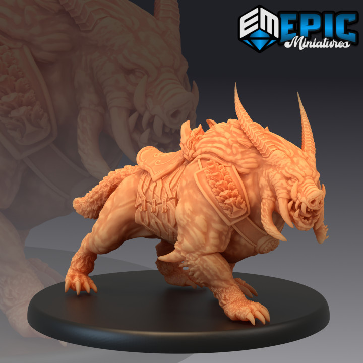 3D Printable Arctic Boar Mount / Troll Pig / Bulky Horned Forest ...