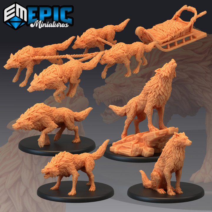 3D Printable Winter Wolf Set / Dire Wolf Sled / Forest Monster ...
