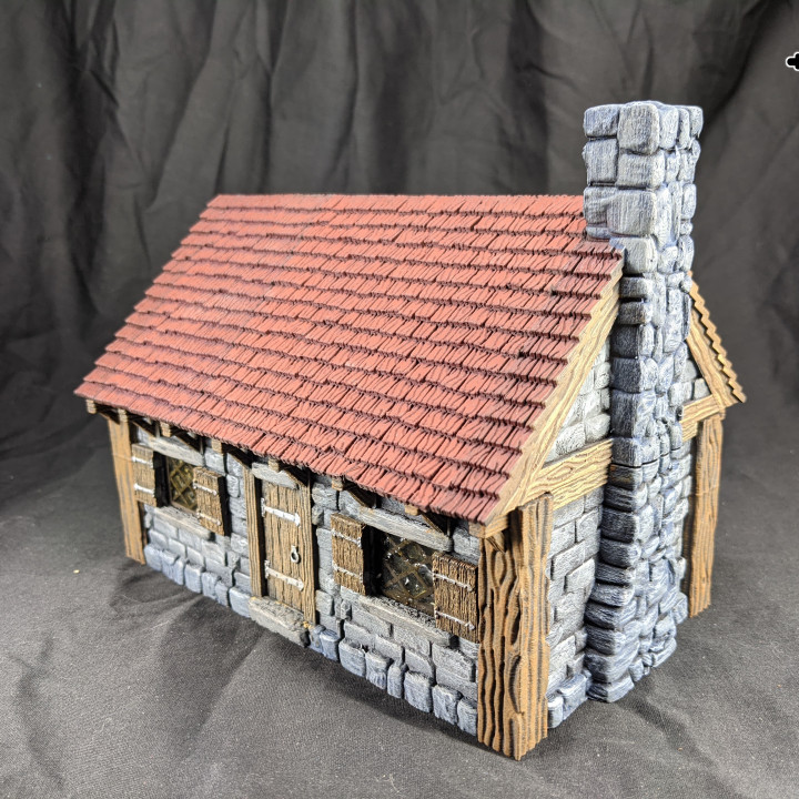 3D Printable Buildings: Stone Brick Cottage by Devon Jones