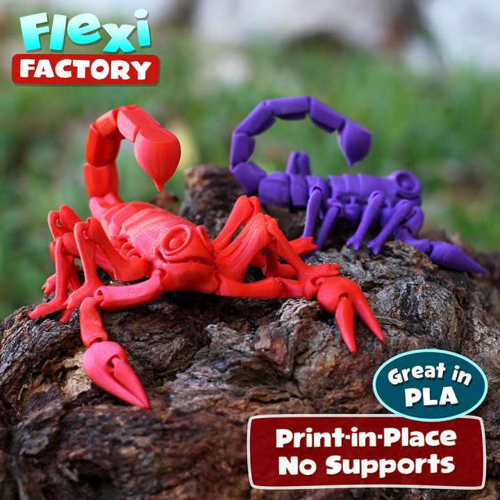 3D Printable Flexi Print-in-Place Scorpion by Flexi Factory