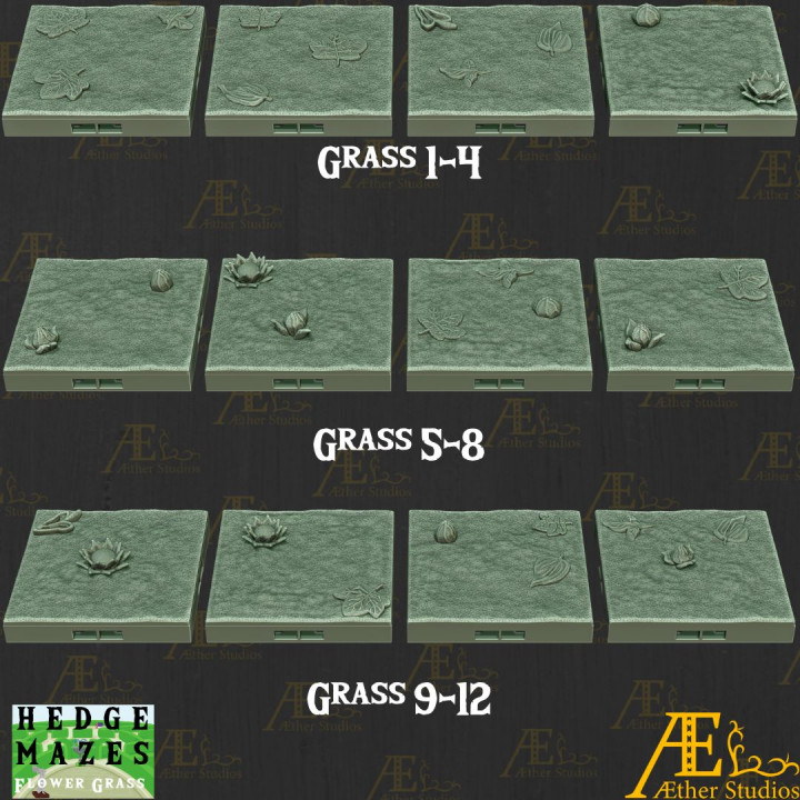 3D Printable AEHDGE04 - Flower Grass by Aether Studios