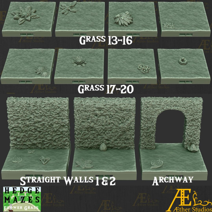 3D Printable AEHDGE04 - Flower Grass by Aether Studios