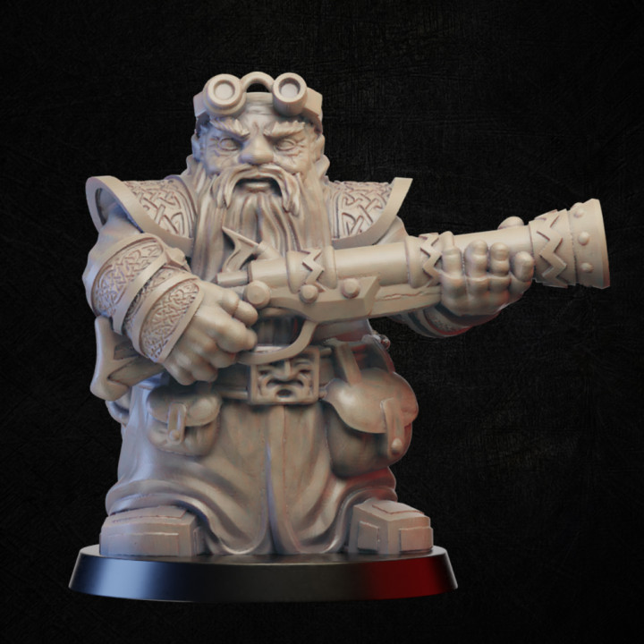 3D Printable dwarf rifleman with big gun by Stanislav Kuznetsov