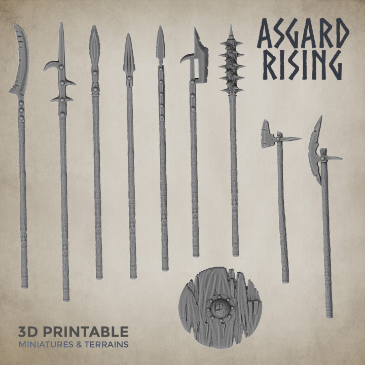 3D Printable Weapons set 7 PRESUPPORTED by Asgard Rising Miniatures