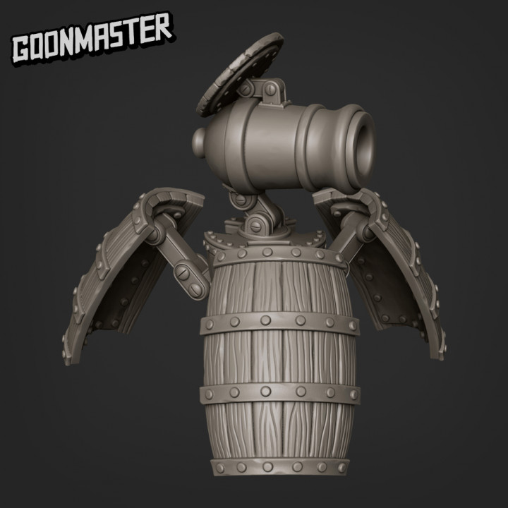 3D Printable Barrel Turret - Cannon/GatlingGun and Barrel by Goon Master