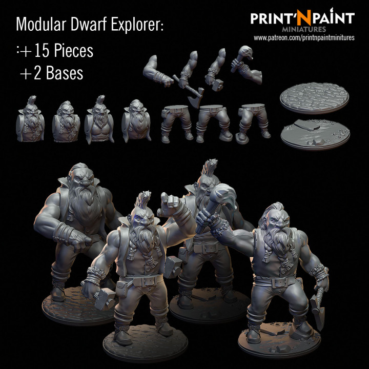 3D Printable Modular Dwarf Explorer by Leonardo Escovar