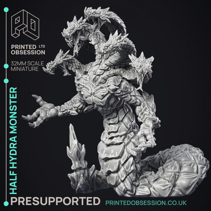 3D Printable Half Snake Hydra - Large Creature - PRESUPPORTED - 32mm ...