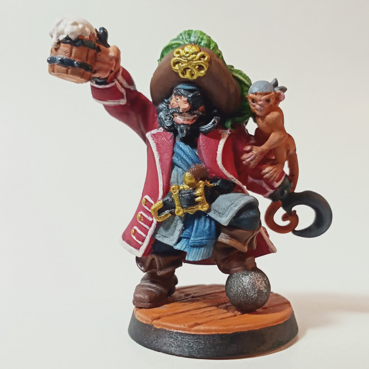 3D Print of Madolff - Male Dwarf PIrate Captain - 32mm - DnD by Hrtz