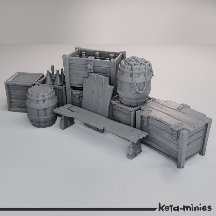 3D Printable Medieval Crate Combo pack by ketaminies