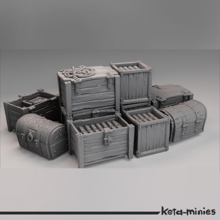 3D Printable Medieval Crate Combo pack by ketaminies