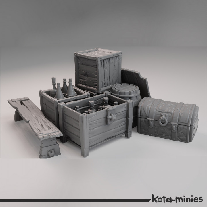 3D Printable Medieval Crate Combo pack by ketaminies