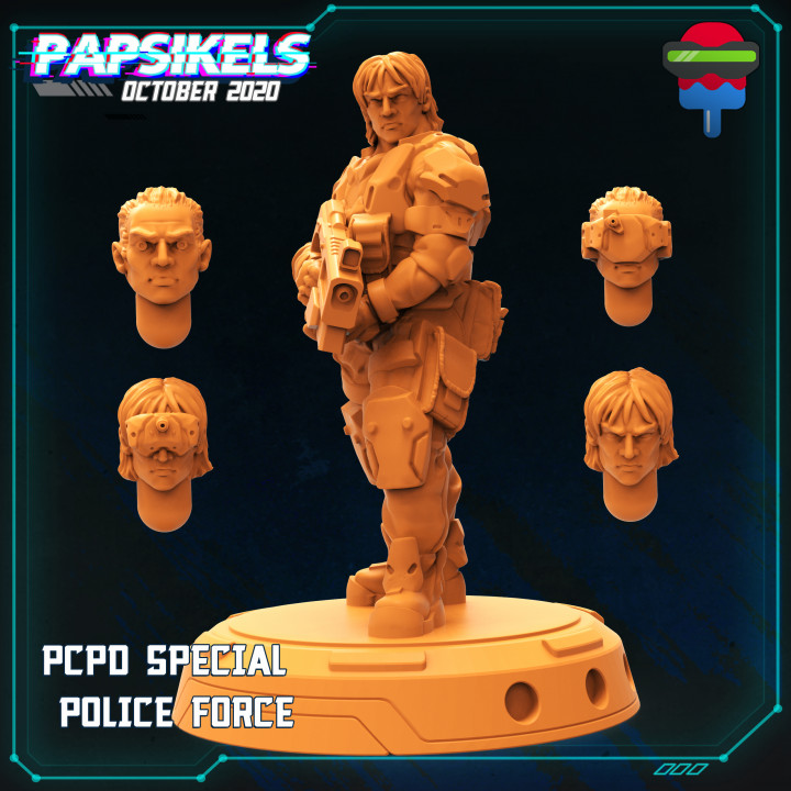 3D Printable PCPD SPECIAL POLICE FORCE by PAPSIKELS MINIATURES