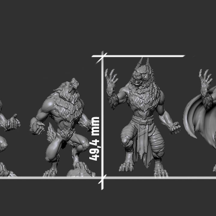 3D Print of 'Werewolves' September 2020 release 5 STL's miniatures pre ...