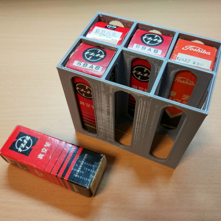 3D Printable 6x Miniture Vacuum Tube Box Case by kitora12