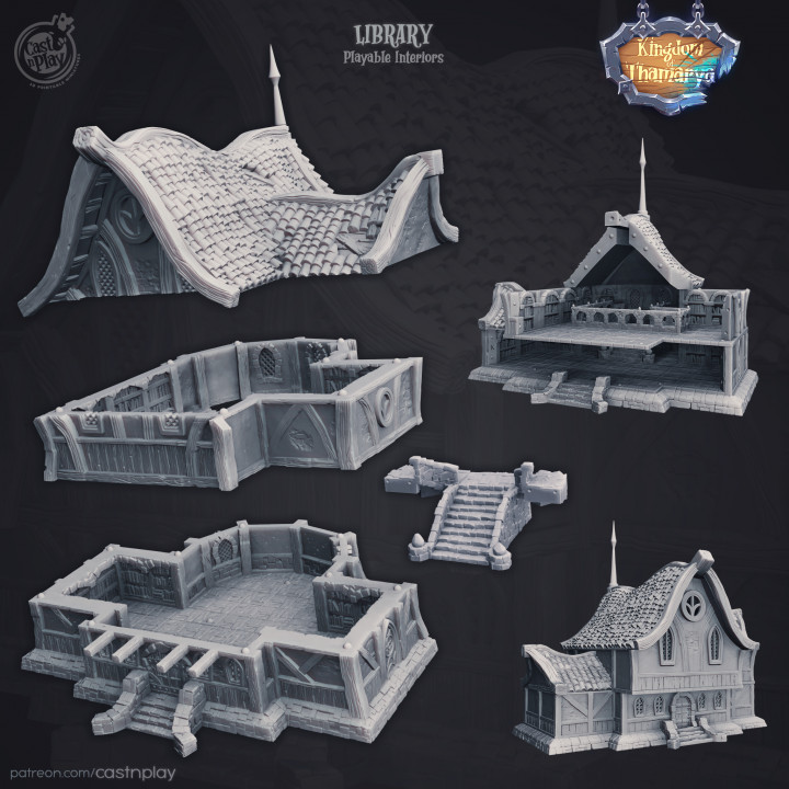 3D Printable Library (Pre-Supported) - Terrain by Cast n Play