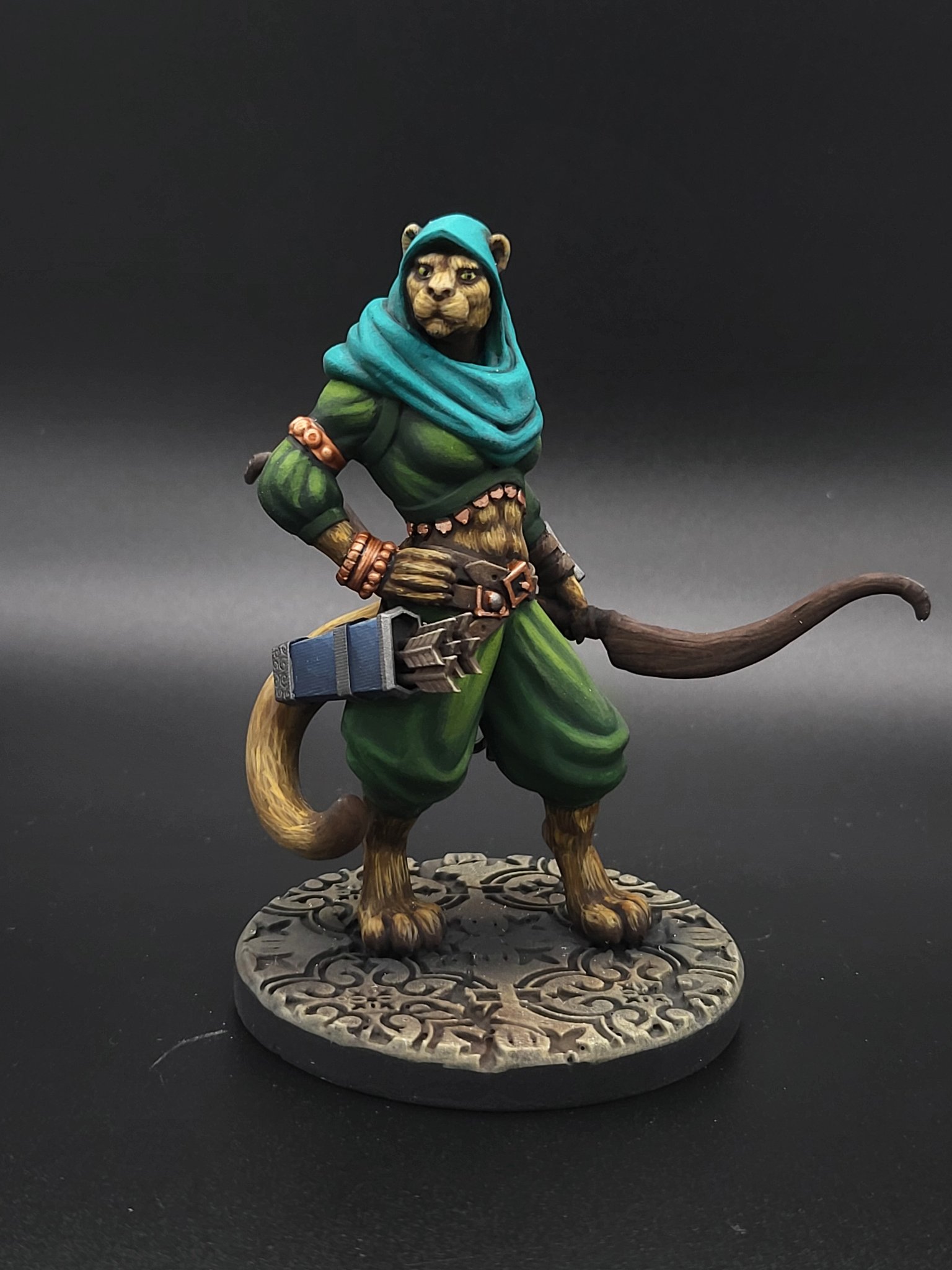 3D Printable Taja Tabaxi Ranger - Presupported by The Dragon Trappers Lodge