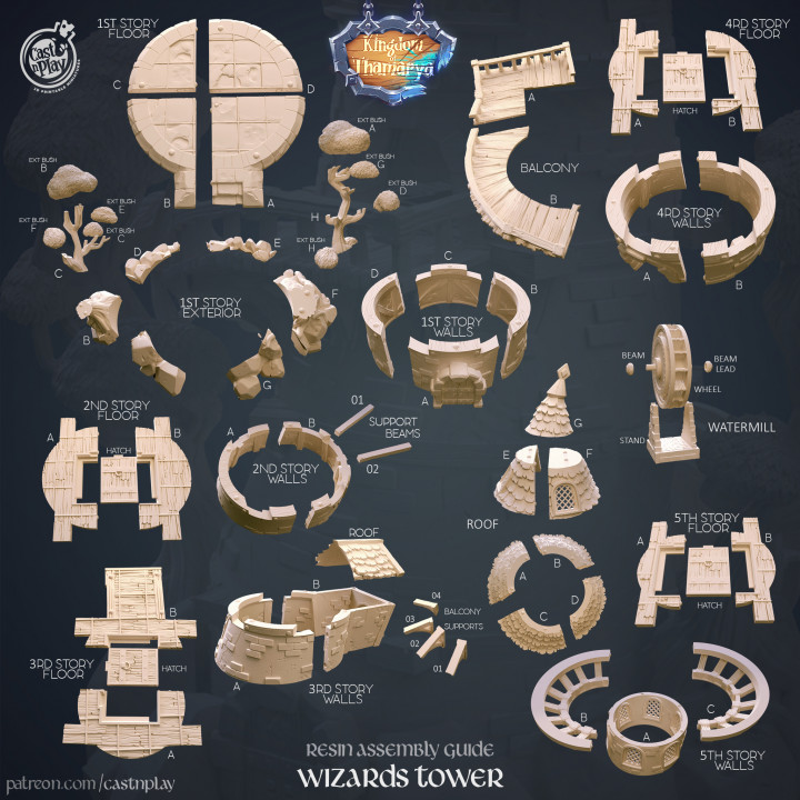 3D Printable Wizard's Tower (Pre-Supported) - Terrain by Cast n Play