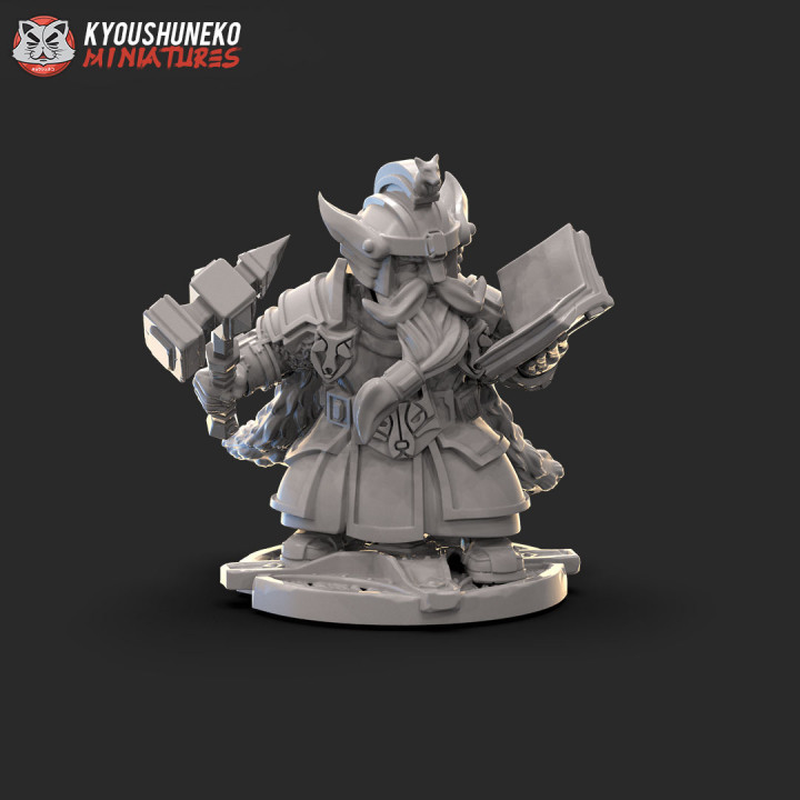 3D Printable Dwarf High King on Shield by Kyoushuneko Miniatures