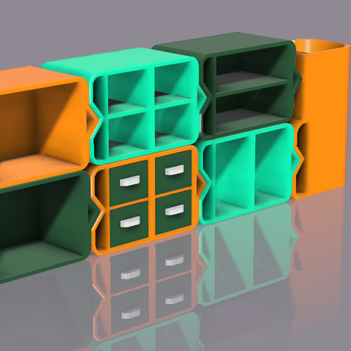 3D Printable Desktop Storage System (Modular) by Chris Palangio