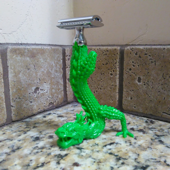3D Printable Dragon Safety Razor Handle by Joseph Larson