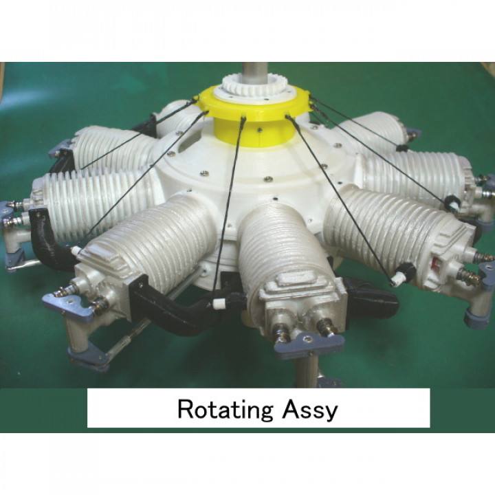 3D Printable Radial Engine, Rotary-2, 1910s by Motoo Kondo