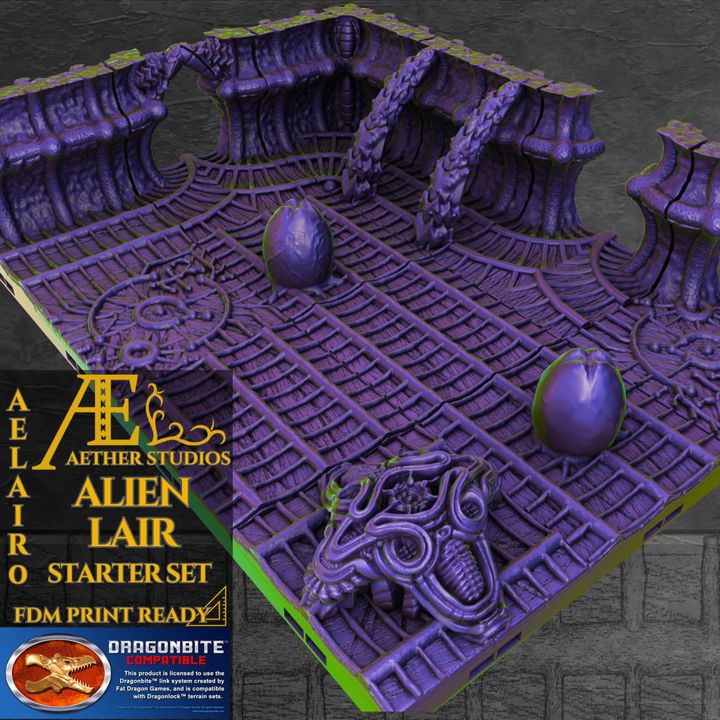 3D Printable AELAIR0 - Alien Lair Starter Set by Aether Studios